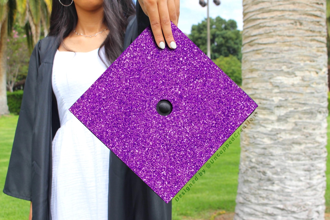 Purple Glitter CARDSTOCK for Grad Cap | BLANK Template | Glitter Grad ...