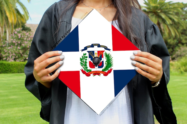 Dominican Flag Grad Cap CARDSTOCK Graduation Cap Design Dominican Flag ...