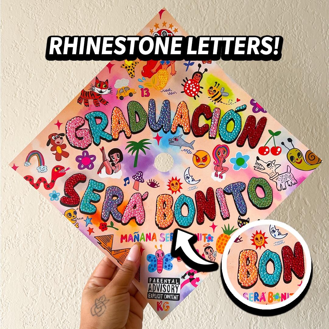 Karol G RHINESTONE Grad Cap Design CARDSTOCK Graduation Cap Design ...