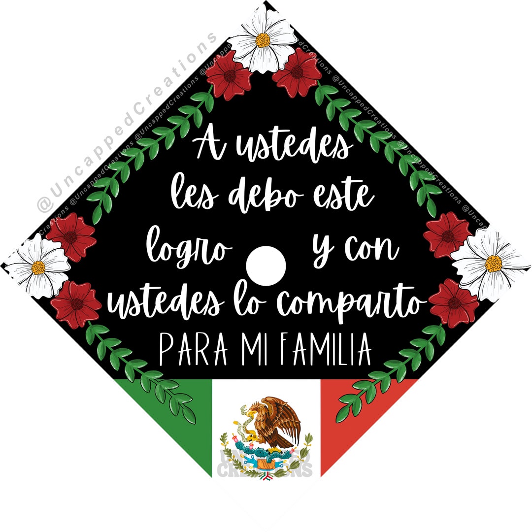 Mexican Grad Cap Design PRINTED Graduation Cap Design Red Flowers ...