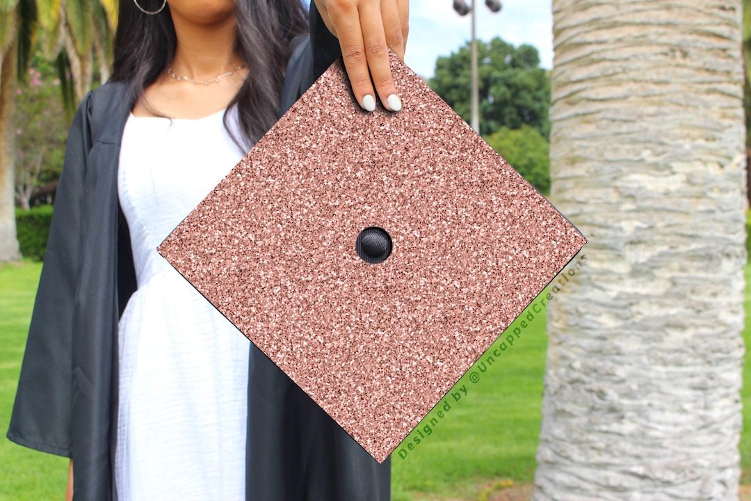 Rose Gold Glitter CARDSTOCK for Grad Cap | BLANK Template | Glitter ...