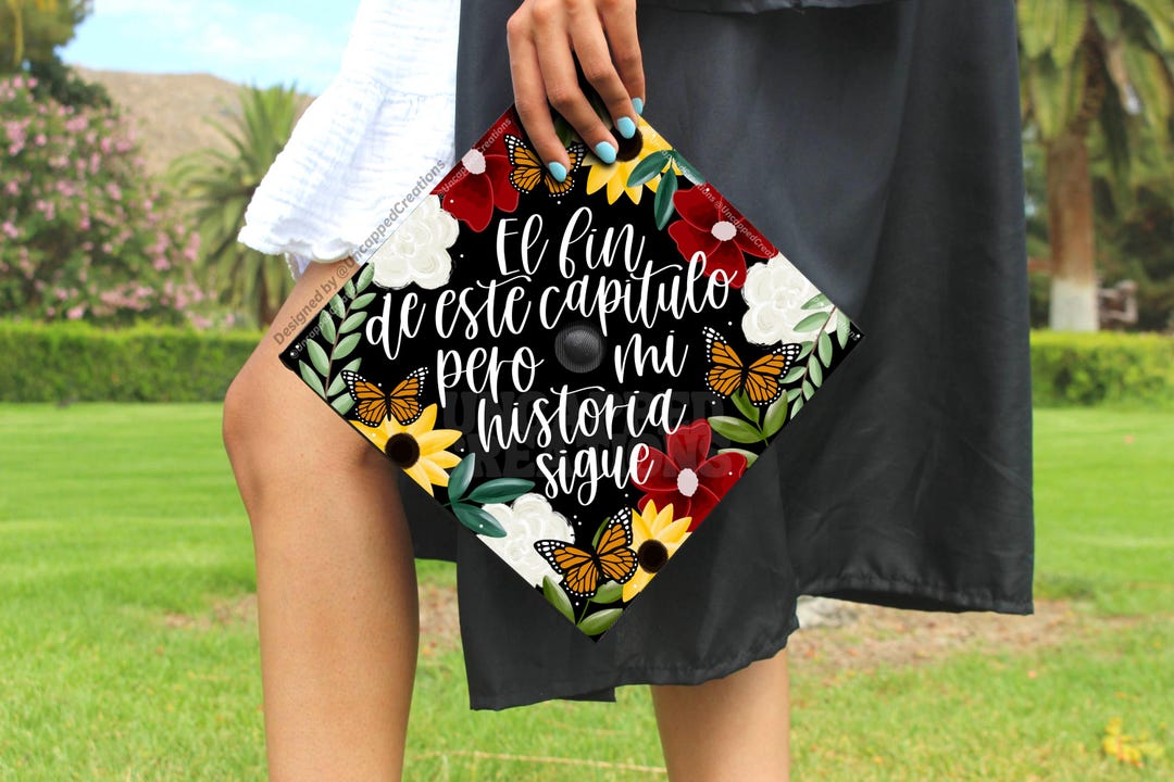 Spanish Grad Cap Design, CARDSTOCK Graduation Cap Design Butterfly Grad ...