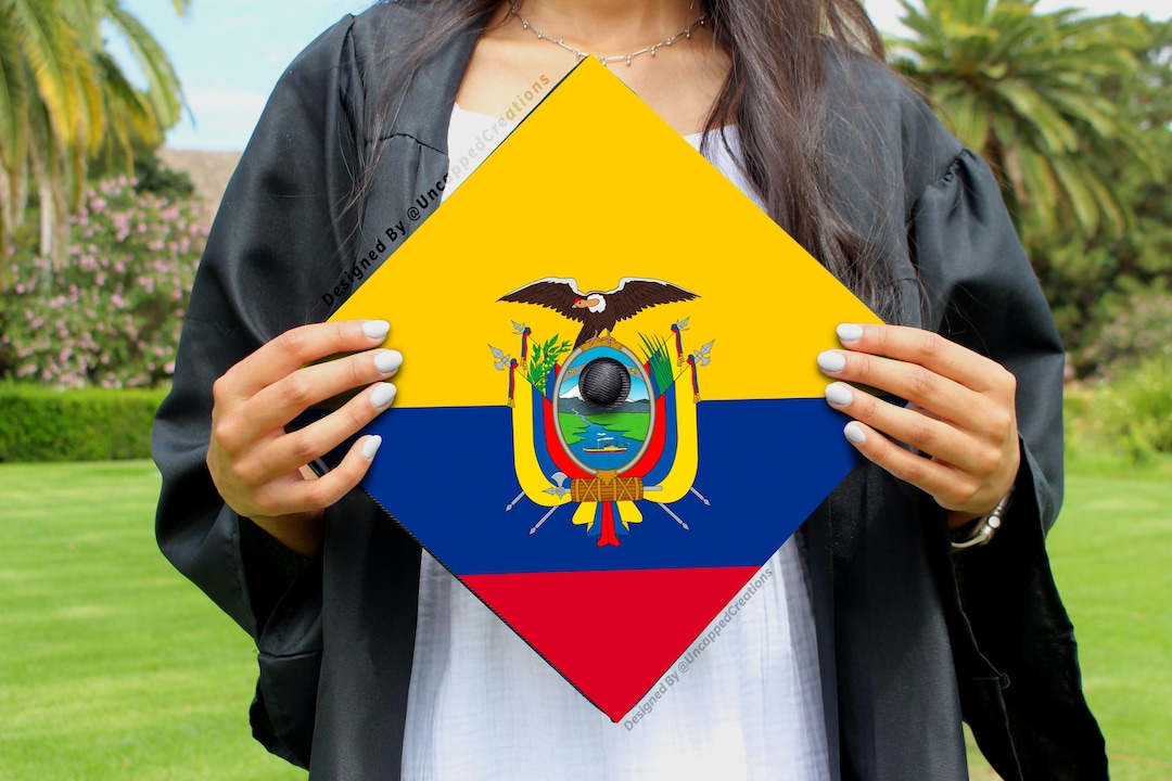 Ecuador Flag Grad Cap Design | CARDSTOCK Printed Cap Topper | Guy Grad ...