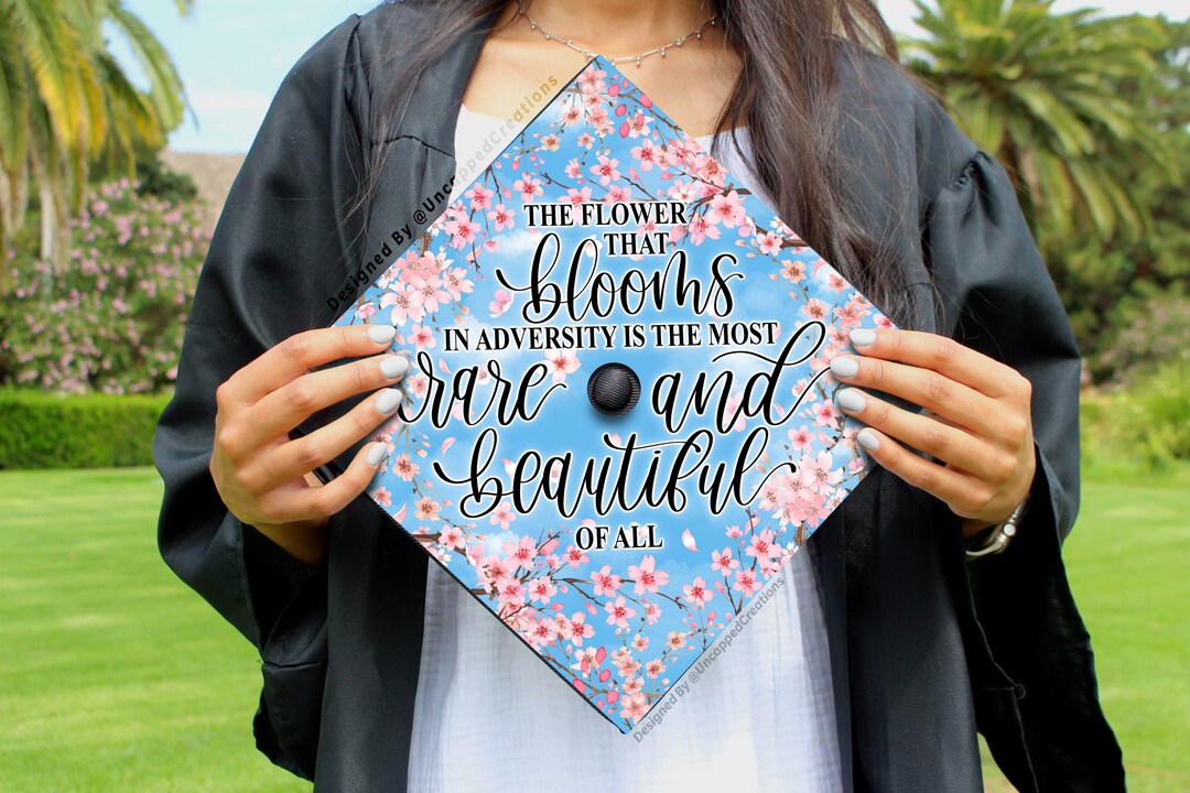 Cherry Blossom Grad Cap Design | CARDSTOCK Printed Cap Topper ...