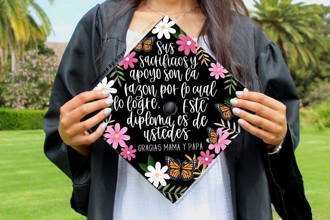 Spanish Grad Cap Design, | CARDSTOCK Graduation Cap Design | Monarch ...