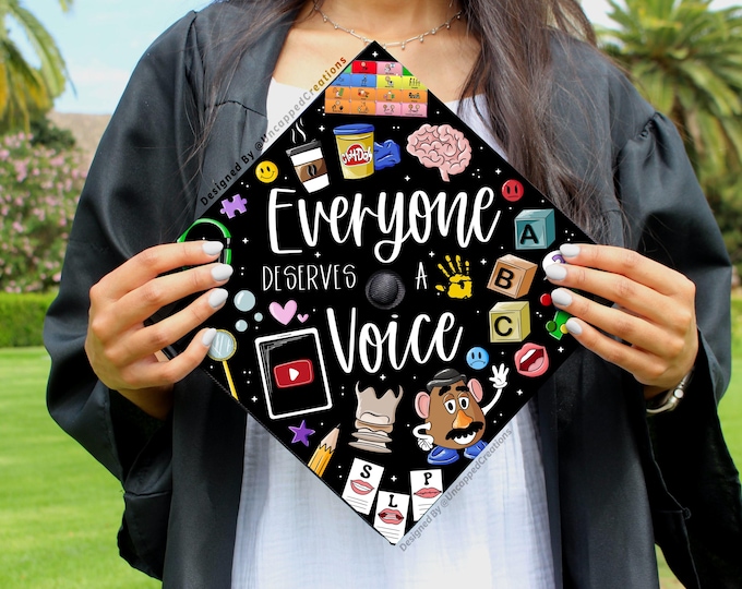 SLP Grad Cap Design | CARDSTOCK Printed Cap Topper | Speech Language ...