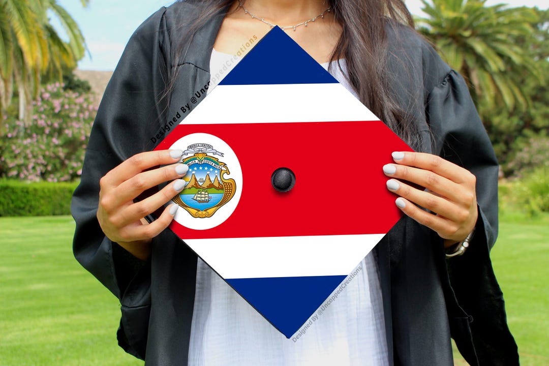 Costa Rican Flag Grad Cap Design CARDSTOCK Graduation Cap Design Costa ...