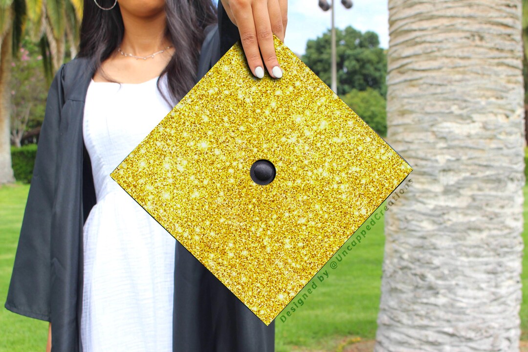 Gold Glitter CARDSTOCK for Grad Cap | BLANK Template | Glitter Grad Cap ...