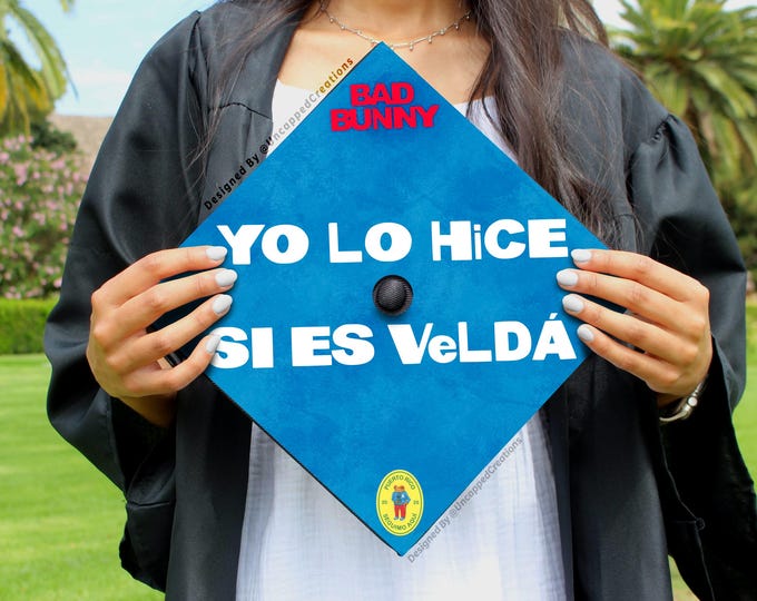 Bad Bunny Grad Cap Design | CARDSTOCK Printed Cap Topper | Bad Bunny ...