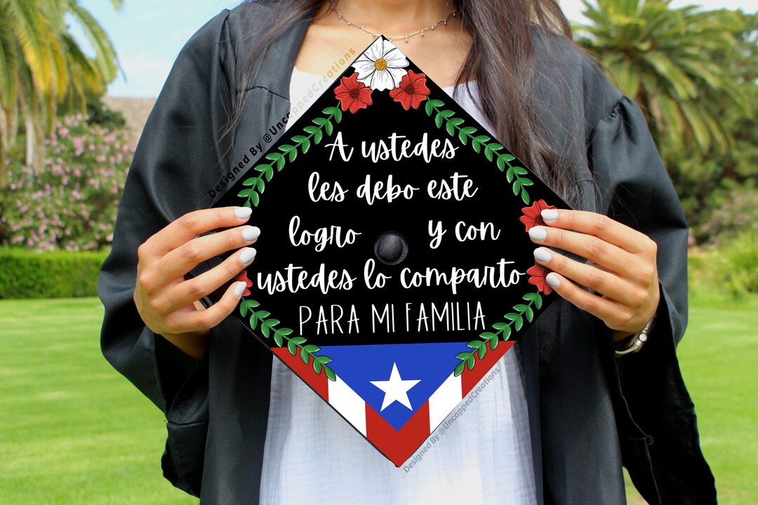 Puerto Rican Grad Cap Design | CARDSTOCK Graduation Cap Design | Red ...