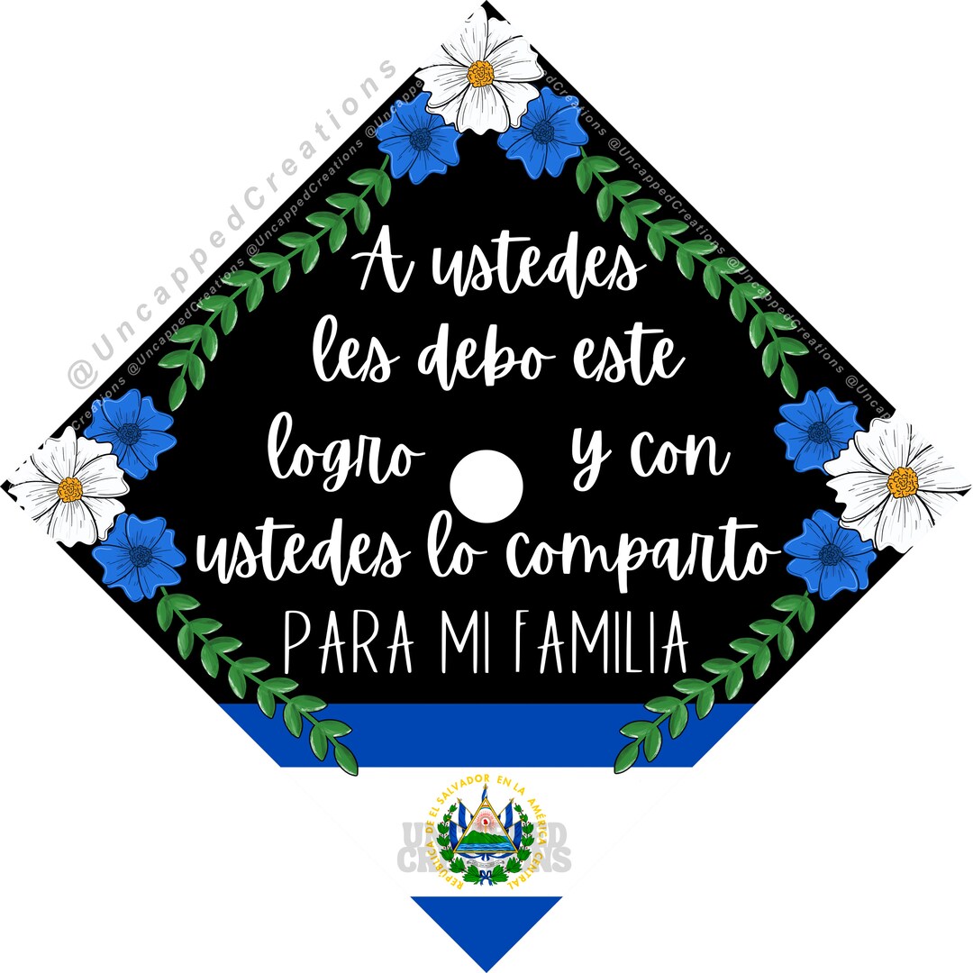 Salvadorian Grad Cap Design CARDSTOCK Graduation Cap Design Blue ...