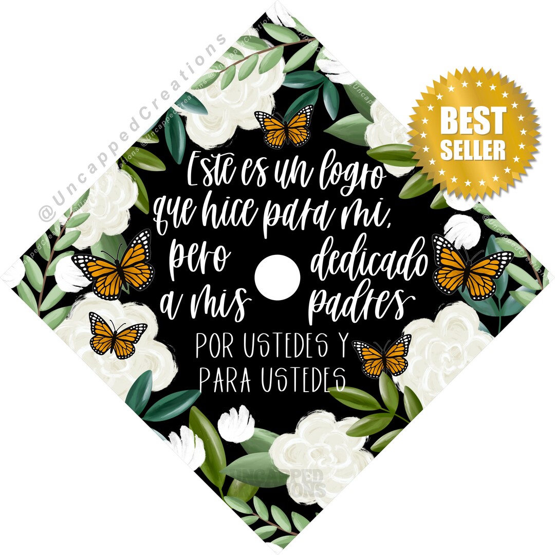 Spanish Grad Cap Design CARDSTOCK Graduation Cap Design Greenery, White ...