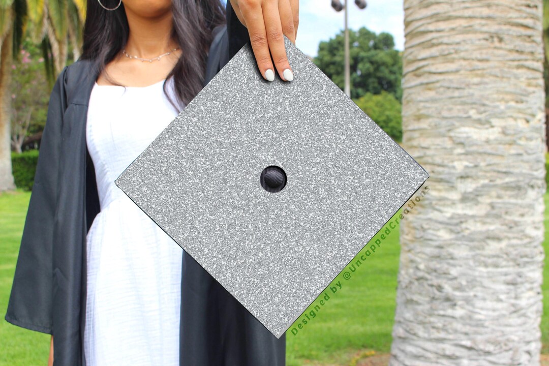 Silver Glitter CARDSTOCK for Grad Cap | BLANK Template | Silver Glitter ...
