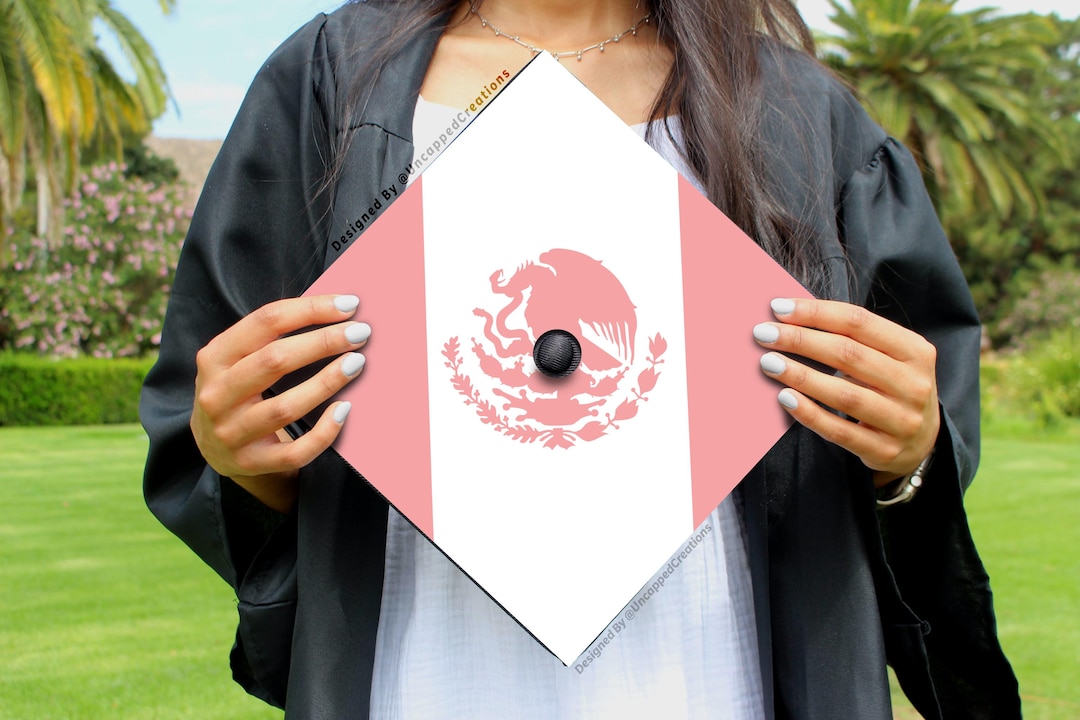 Pink Mexican Flag Graduation Cap | PRINTED Grad Cap Topper | Last ...
