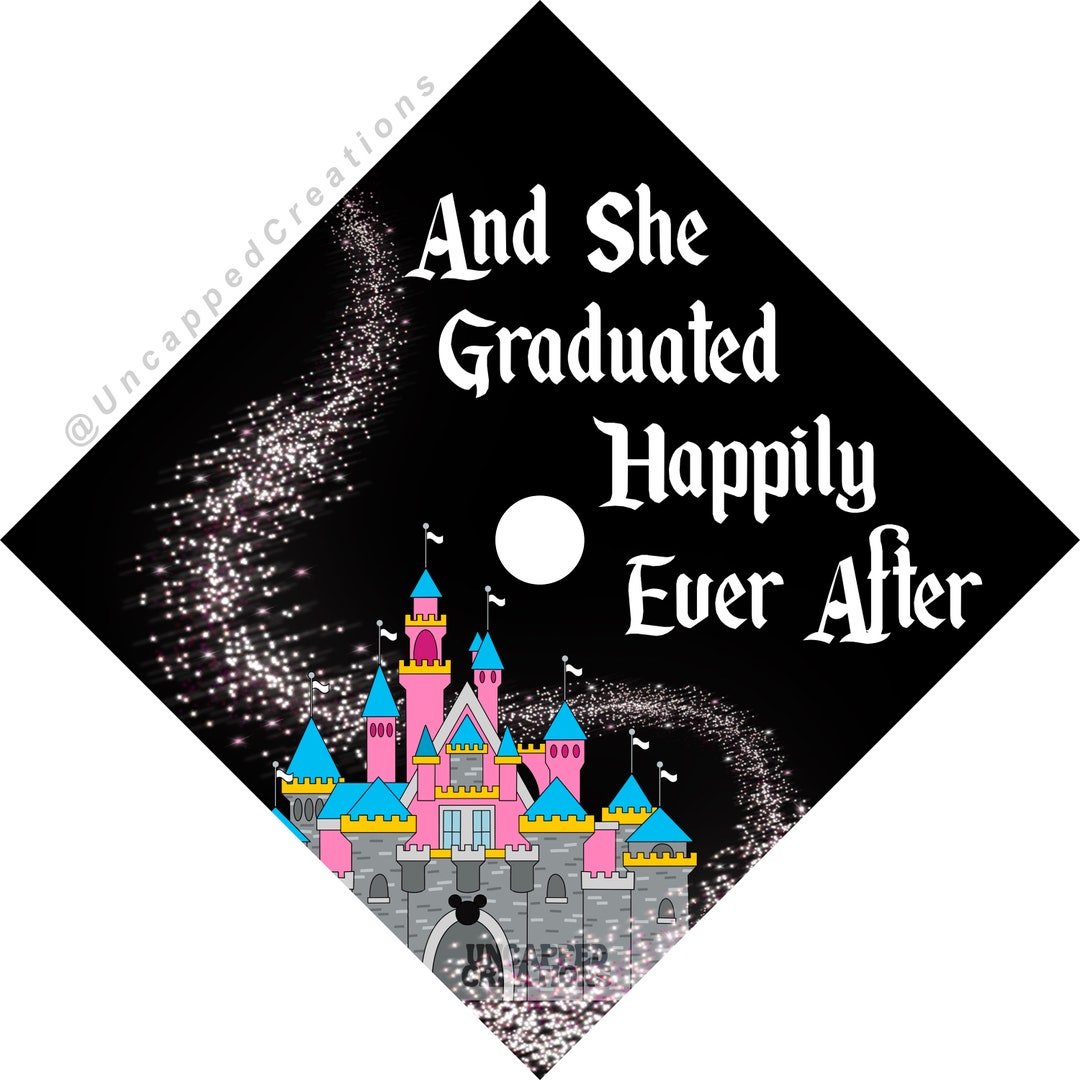 Castle and Pixie Dust Grad Cap Topper PRINTED Graduation Cap - Etsy