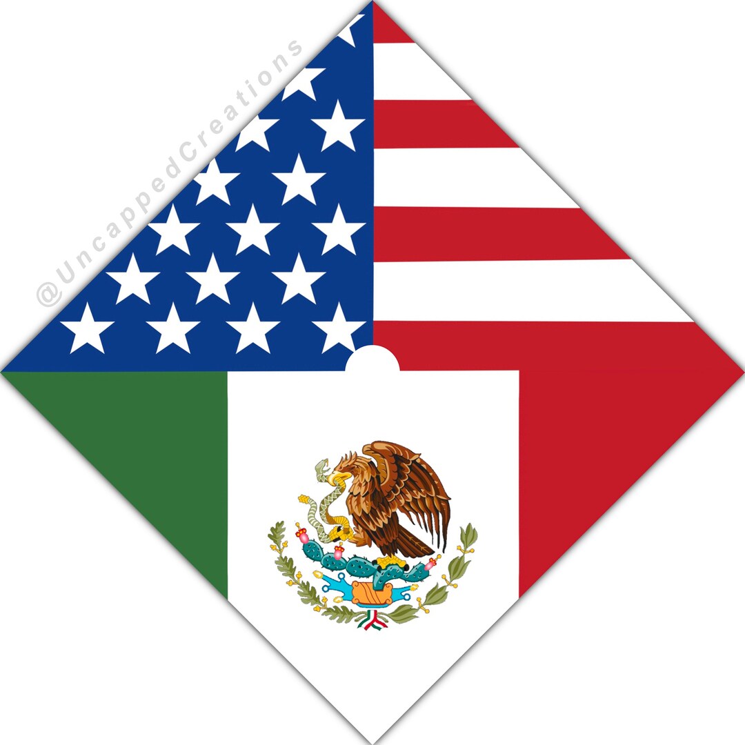 Mexcian-american Grad Cap Design CARDSTOCK Graduation Cap - Etsy