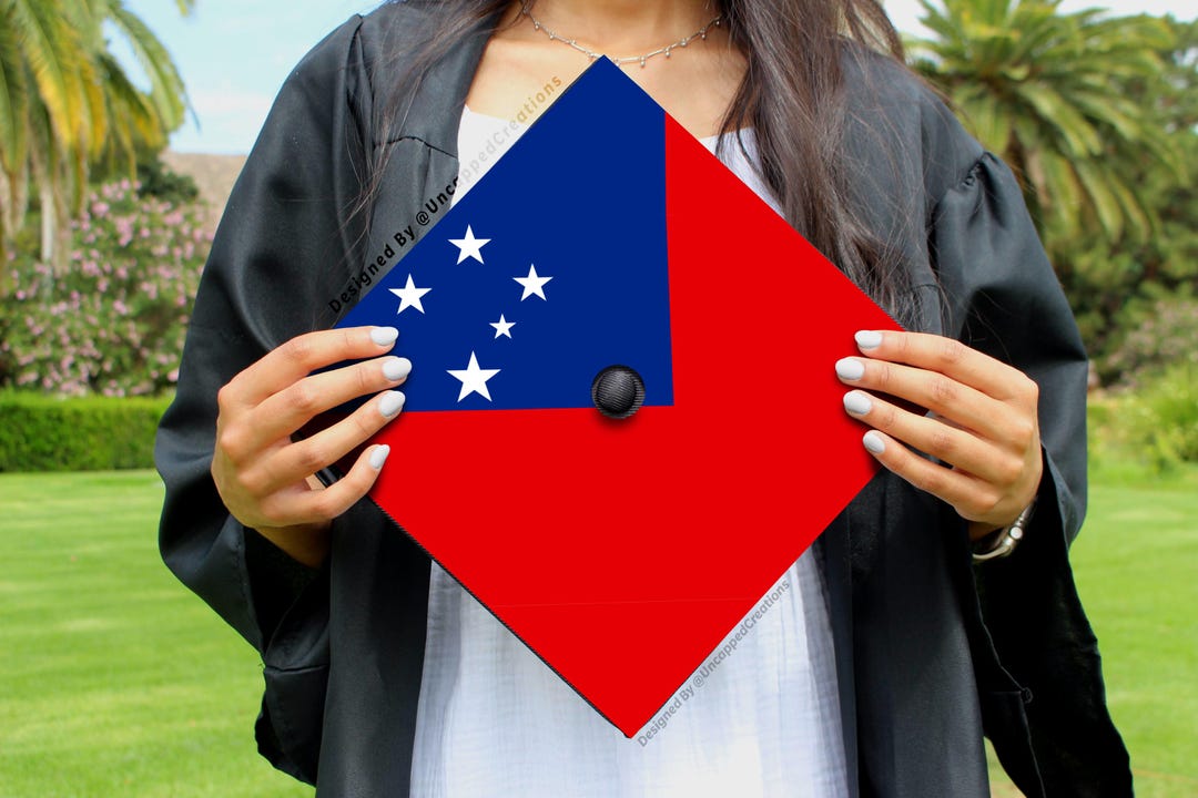 Samoa Flag Grad Cap Design | CARDSTOCK Printed Cap Topper | Guy Grad ...
