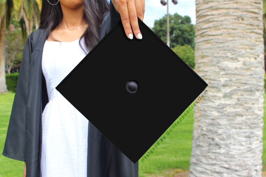 Black CARDSTOCK for Grad Cap | BLANK Template | Black Glitter Grad Cap ...