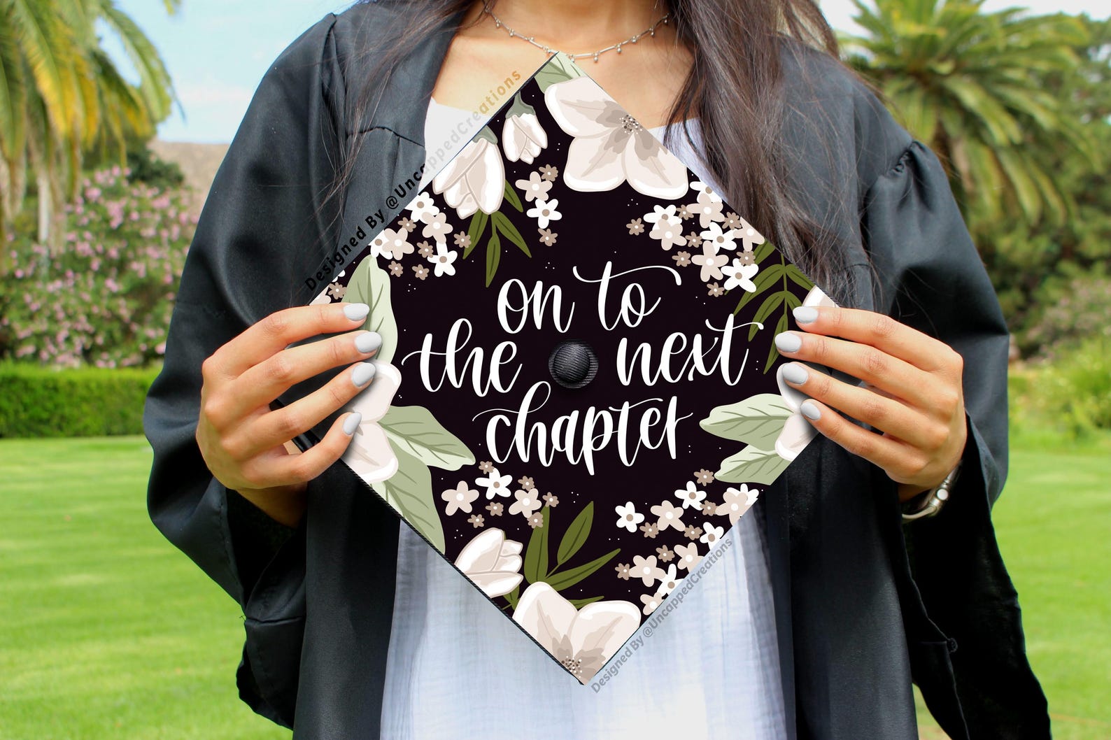 On to the Next Chapter Grad Cap Design CARDSTOCK Graduation Cap Design ...
