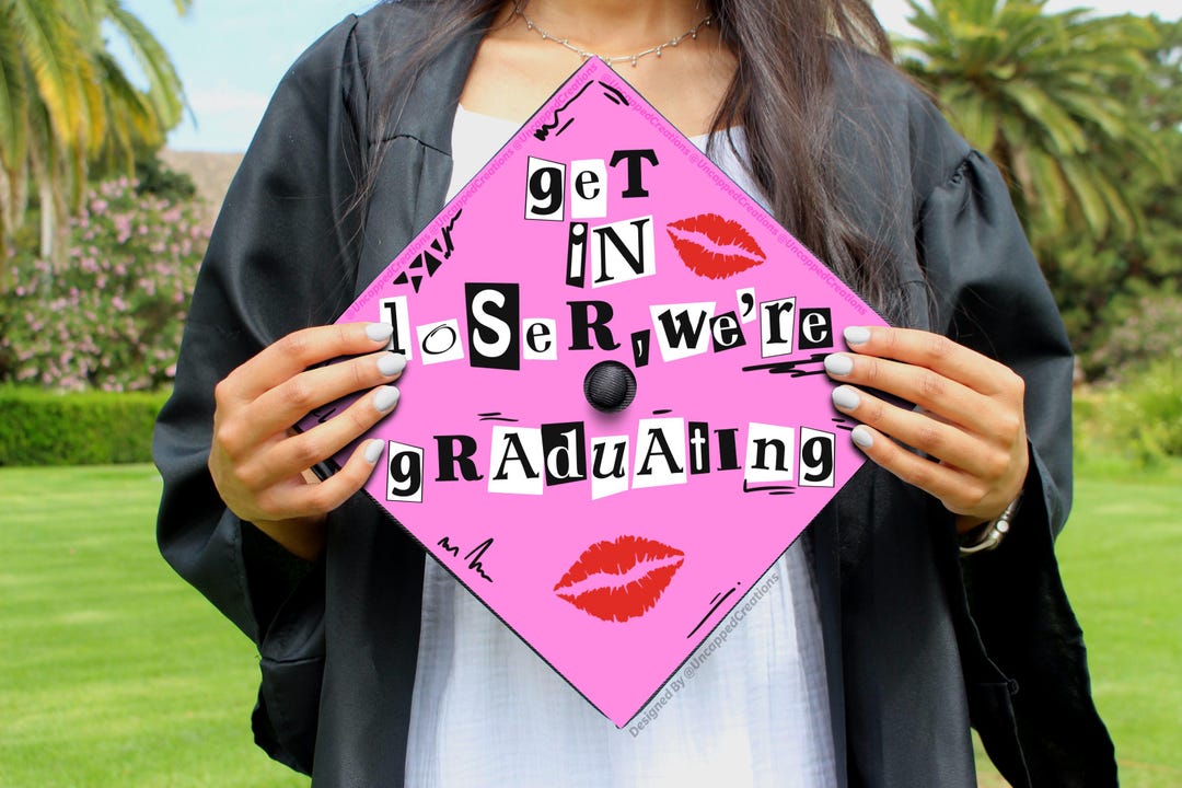 Mean Girls Grad Cap Design CARDSTOCK Graduation Cap Design Burn Book ...