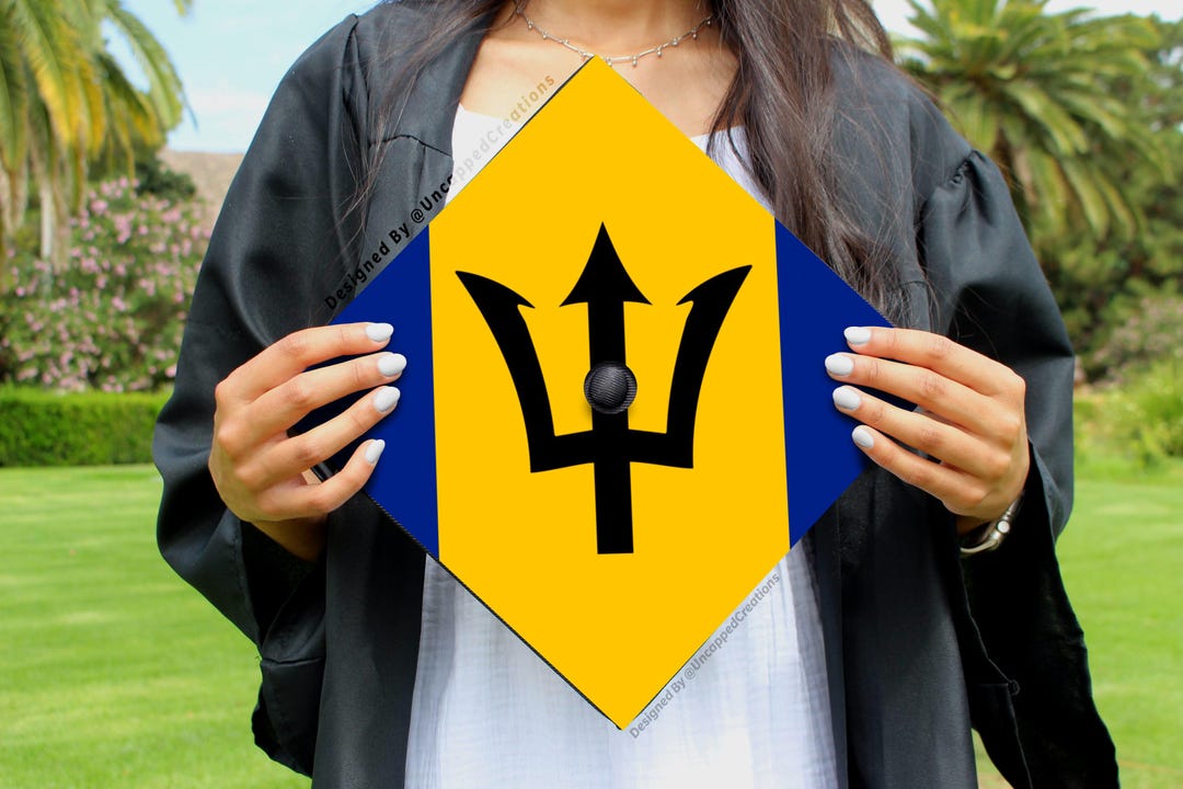 Barbados Flag Grad Cap Design CARDSTOCK Graduation Cap Design Guy Grad ...