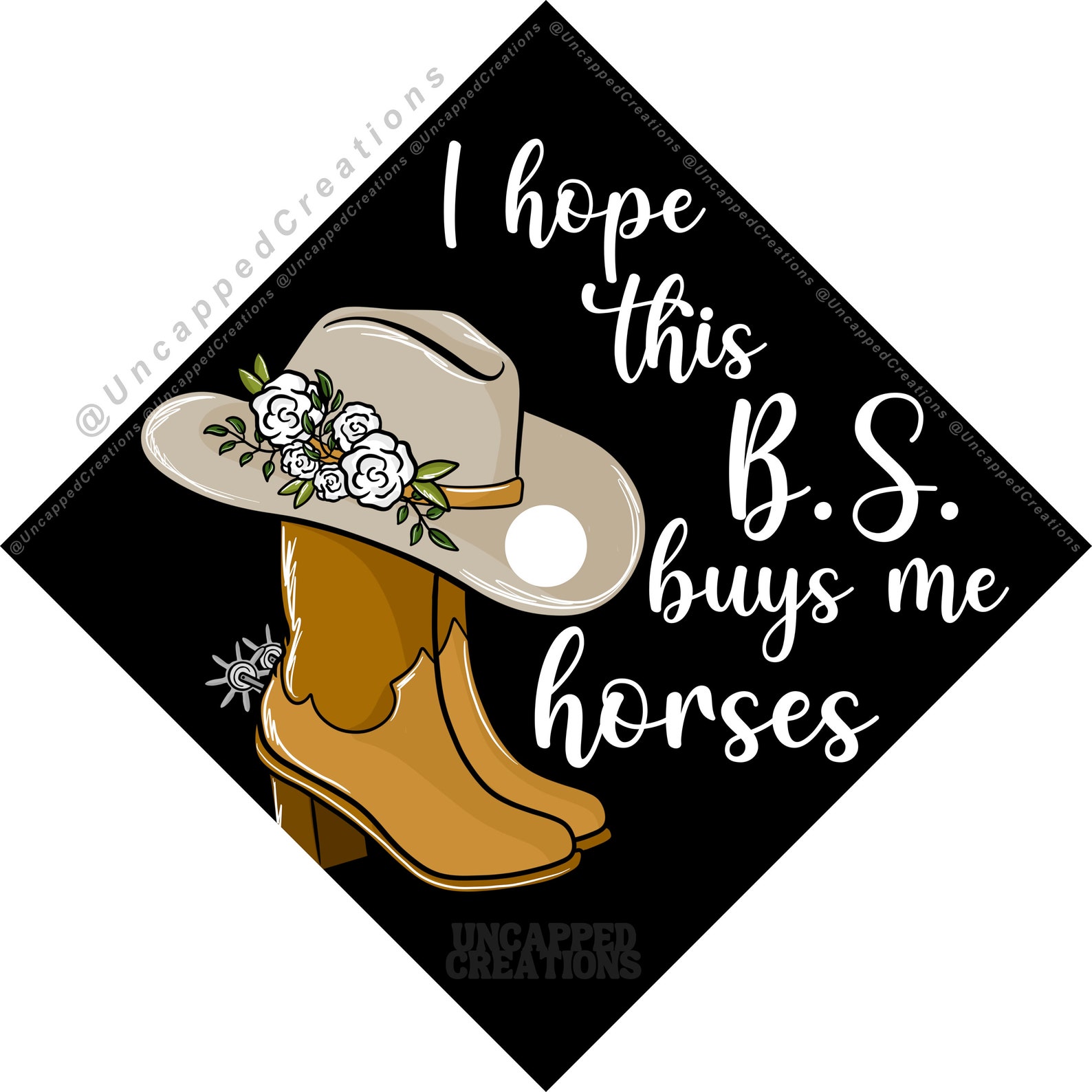 Western Grad Cap CARDSTOCK Graduation Cap Design Cowgirl Grad Cap ...