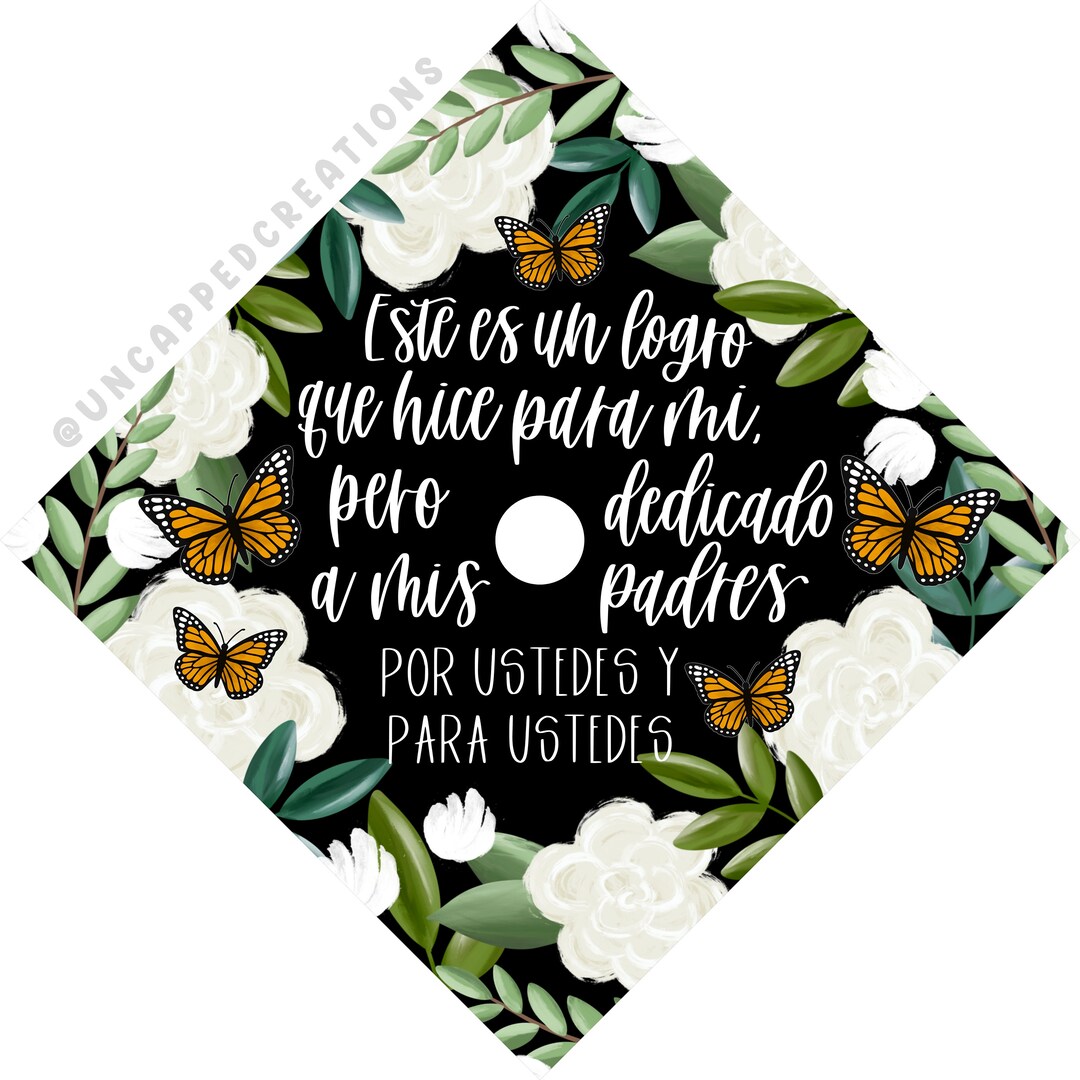 Spanish Grad Cap Design CARDSTOCK Graduation Cap Design Greenery, White ...