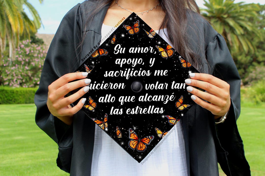 Butterfly Grad Cap Design | CARDSTOCK Printed Cap Topper | Monarch ...