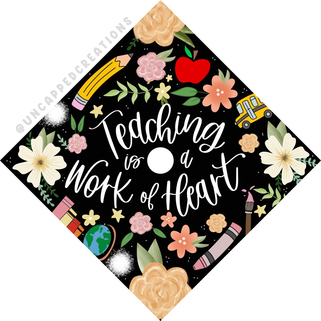 Teacher Grad Cap Design CARDSTOCK Graduation Cap Design Education ...