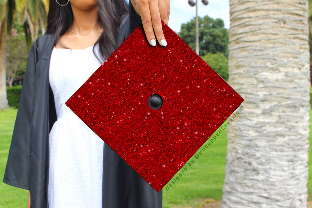 Maroon Glitter CARDSTOCK for Grad Cap | BLANK Template | Glitter Grad ...