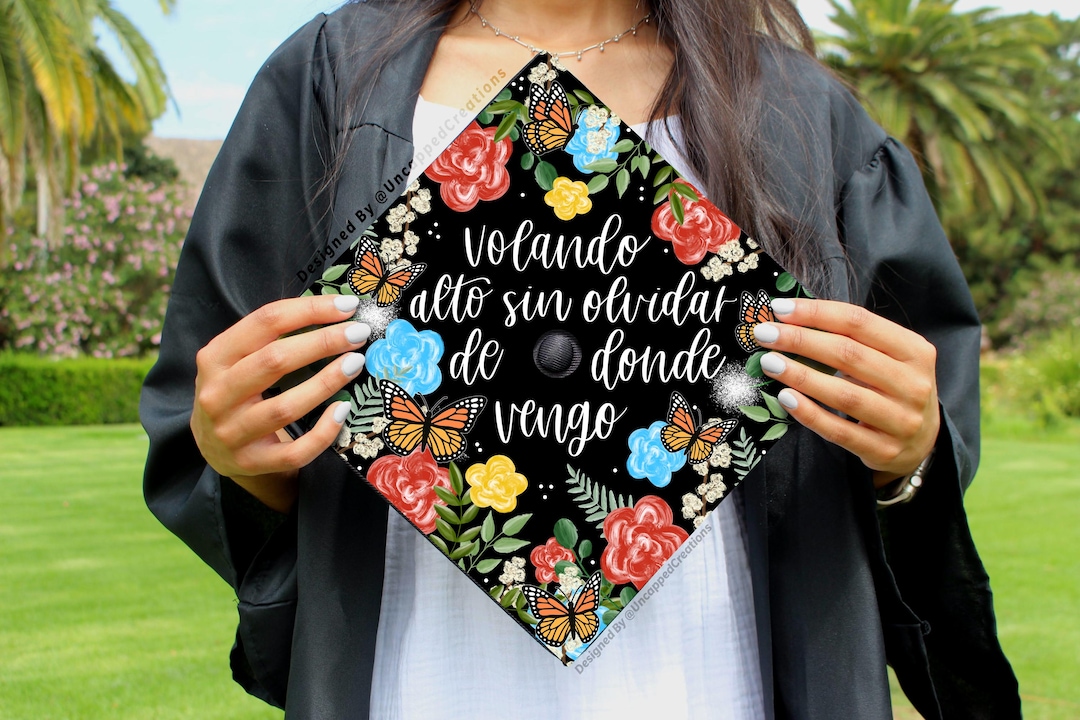 Spanish Grad Cap Design, | PRINTED Graduation Cap Design | Greenery ...