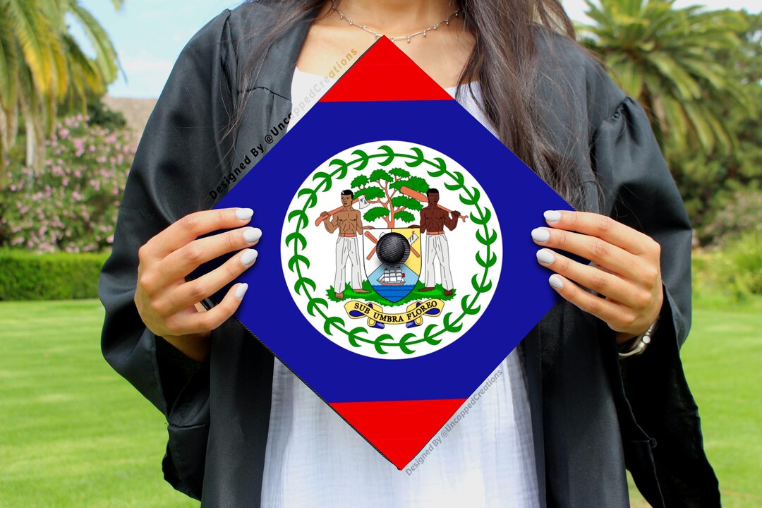 Belize Flag Grad Cap | CARDSTOCK Printed Cap Topper | Flag of Belize ...