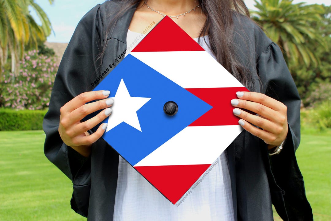 Puerto Rican Flag Grad Cap Design | CARDSTOCK Printed Cap Topper | Guy ...