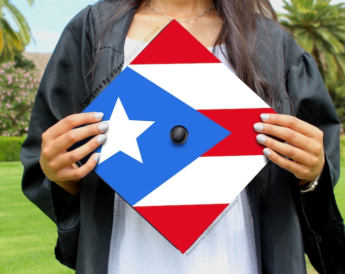 Puerto Rican Flag Grad Cap Design | CARDSTOCK Printed Cap Topper | Guy ...