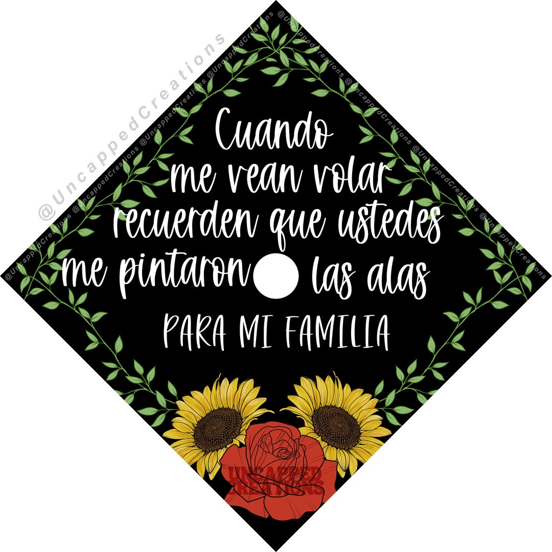 Spanish Grad Cap Design CARDSTOCK Graduation Cap Design cuando Me Vean ...