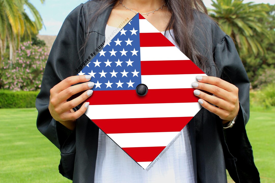 American Flag Grad Cap Design | CARDSTOCK Printed Cap Topper | American ...