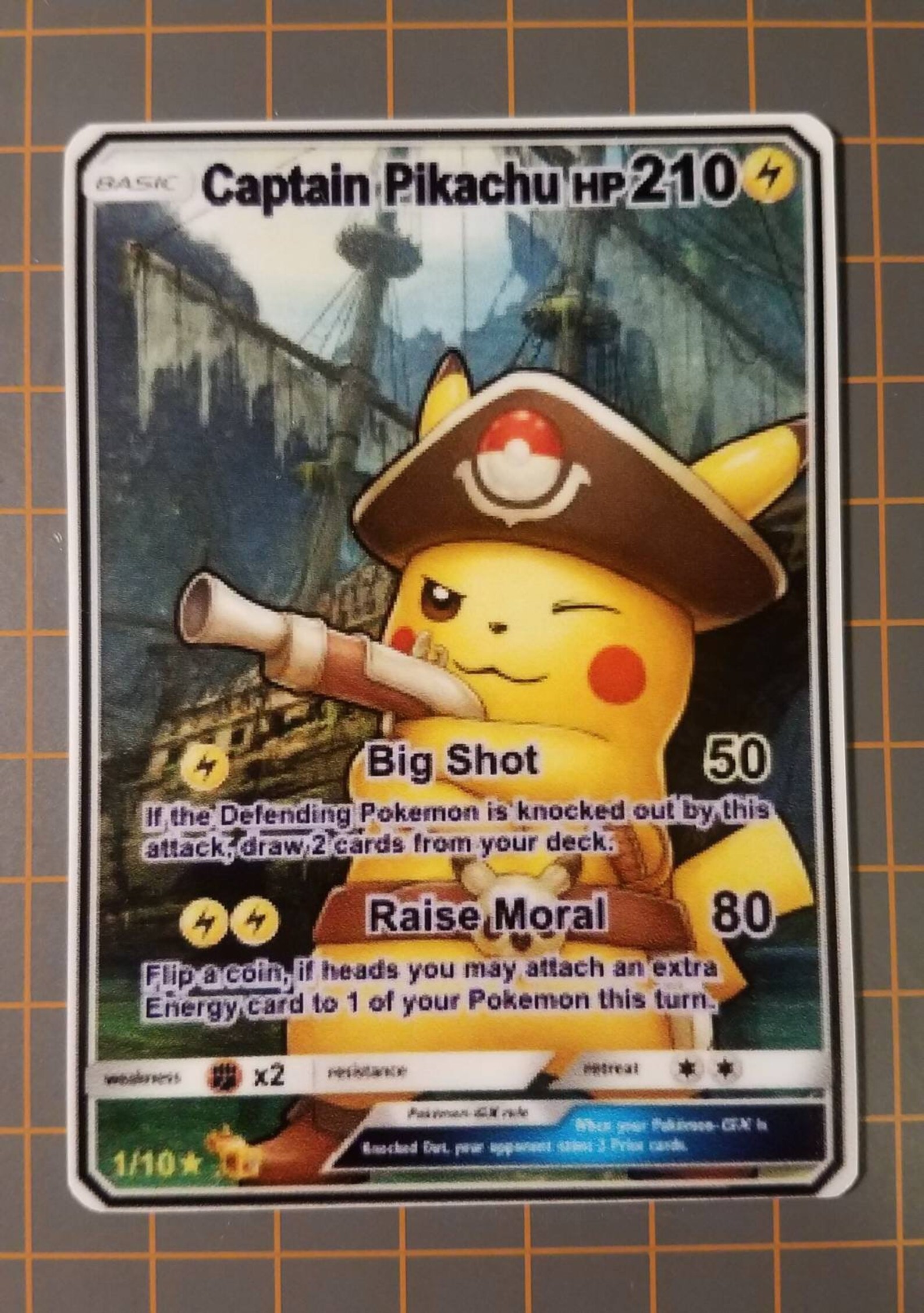 Custom Fan Made Pokemon Card Captain Pikachu Shipwrecked Set | Etsy