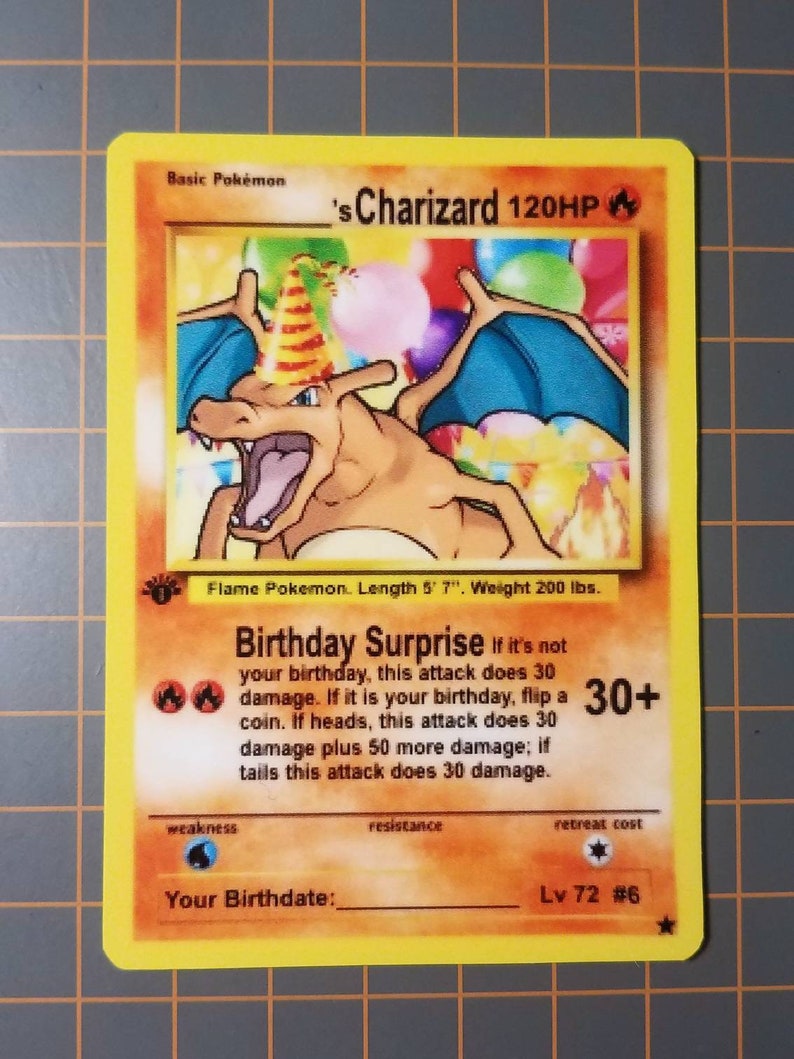 Custom Fan Made Pokemon Card Birthday Charizard | Etsy