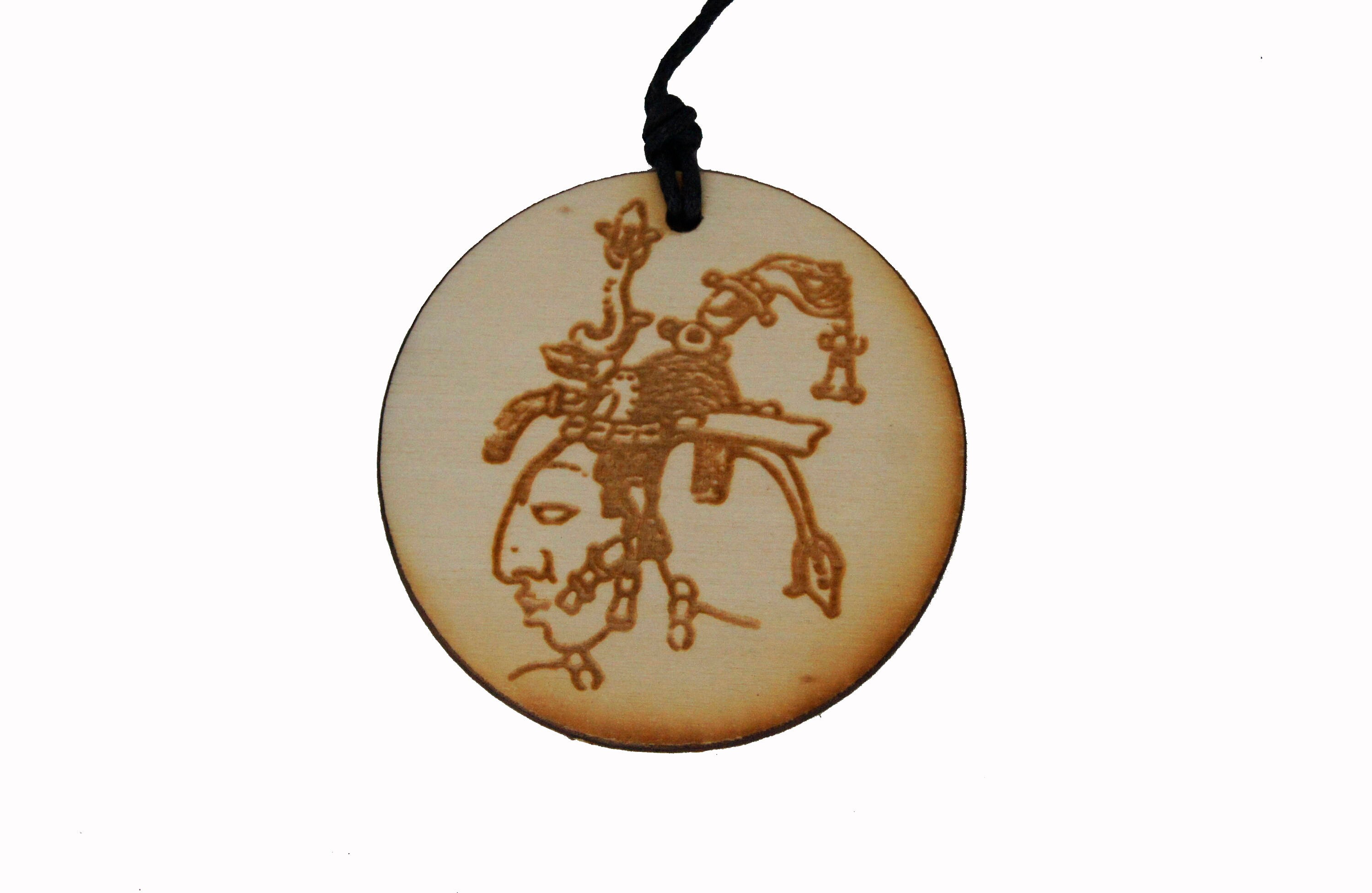 Pacal Votan, Wooden Necklace, Laser Engraved, Maya Culture, Mayan ...