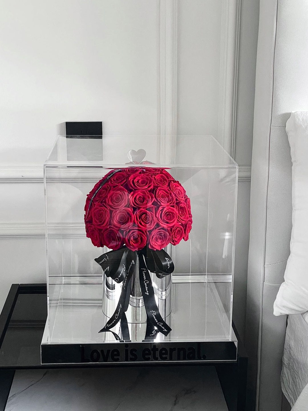 Large Spherical Cuddle Bucket Preserved Rose Acrylic Mirror Gift Box - Etsy