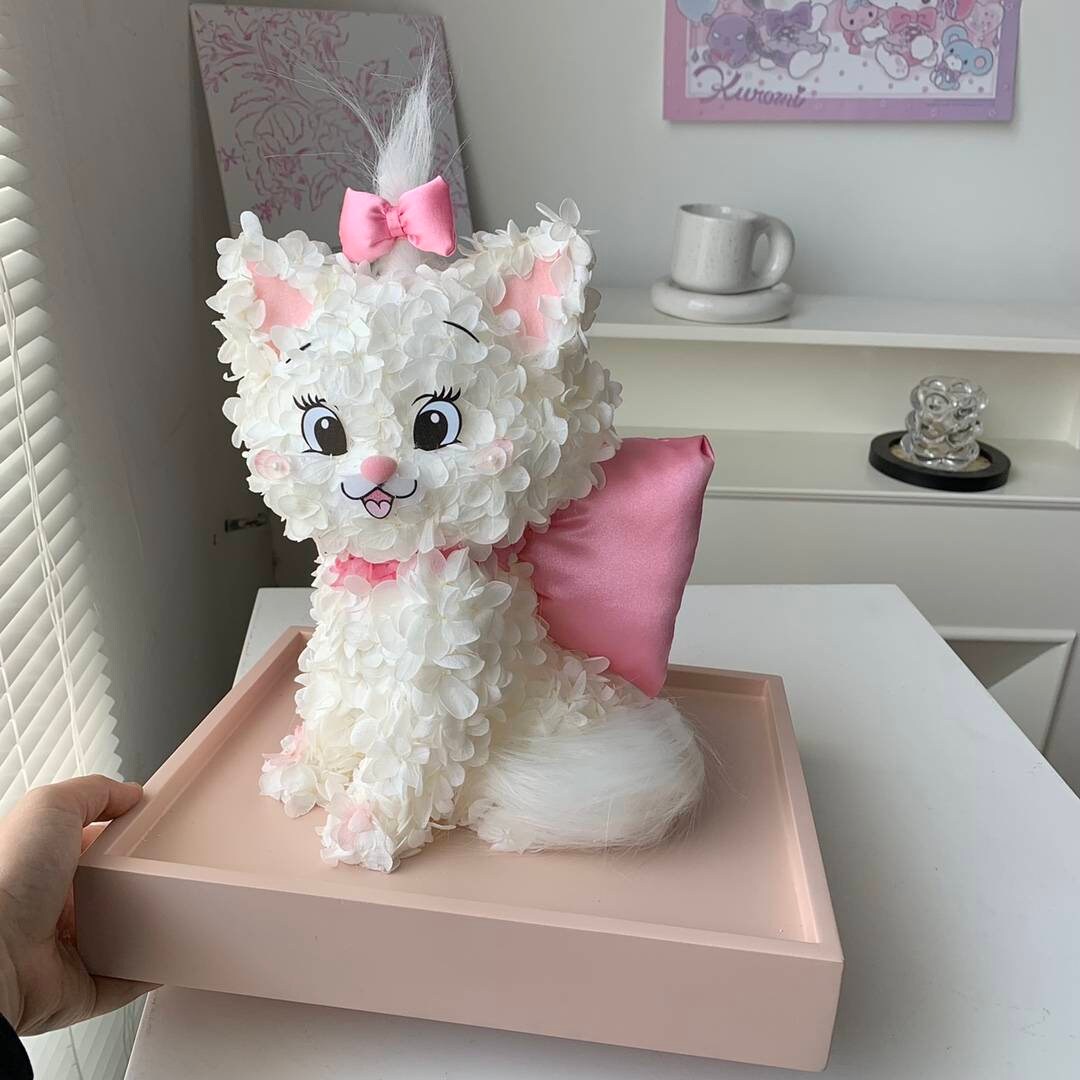 Marie Cat Preserved Hydrangea Flowers Cartoon Doll - Etsy