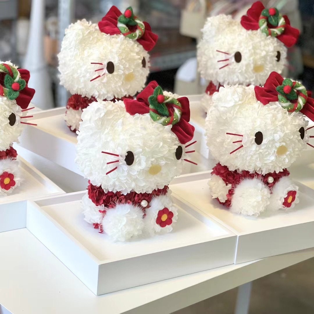 Hello Kitty Preserved Hydrangea Flowers Cartoon Doll - Etsy