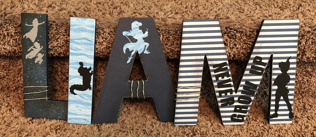Peter Pan Themed Blue Nursery Letters - Etsy