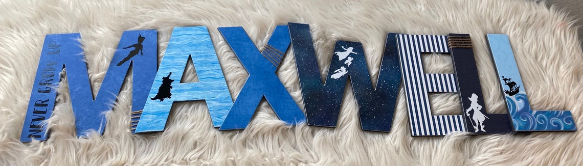 Peter Pan Themed Blue Nursery Letters - Etsy