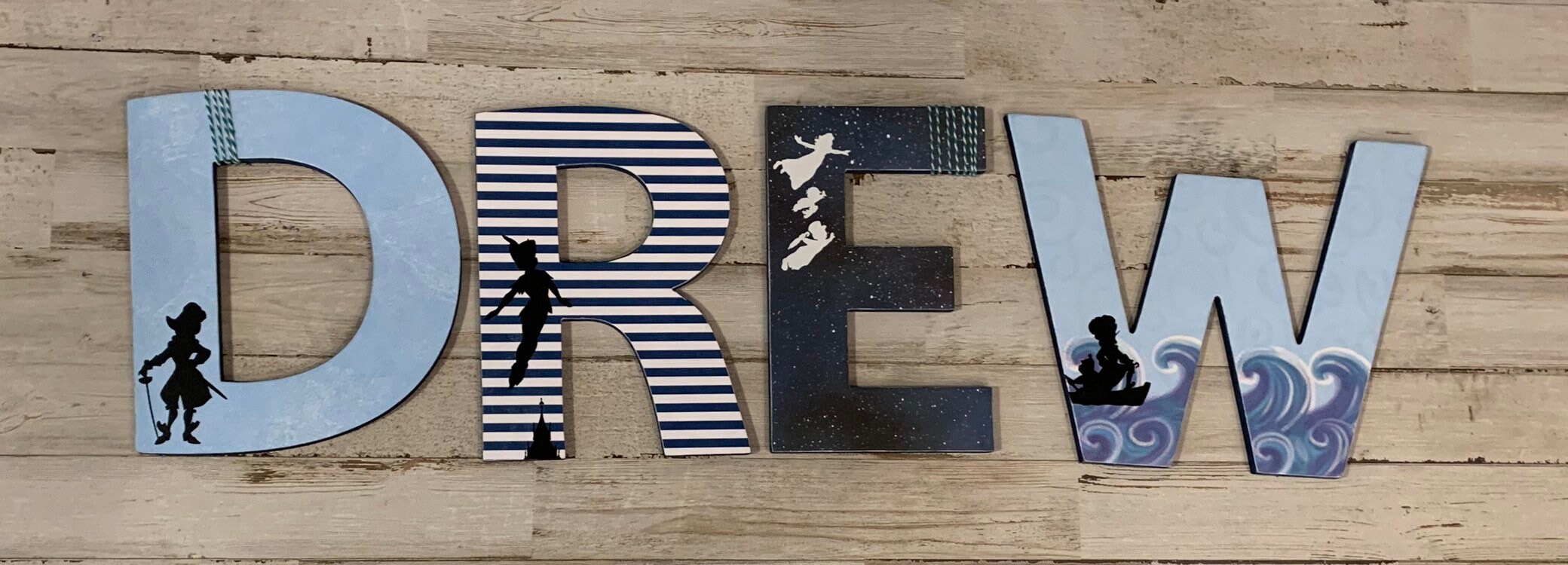 Peter Pan Themed Blue Nursery Letters - Etsy