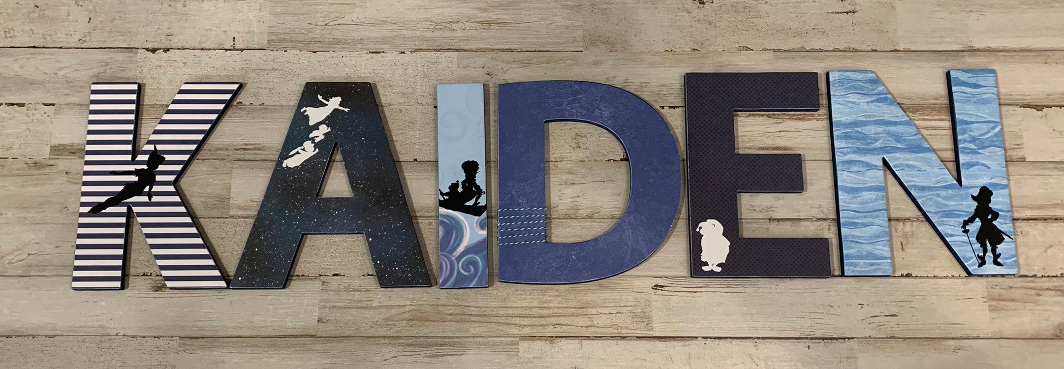 Peter Pan Themed Blue Nursery Letters - Etsy