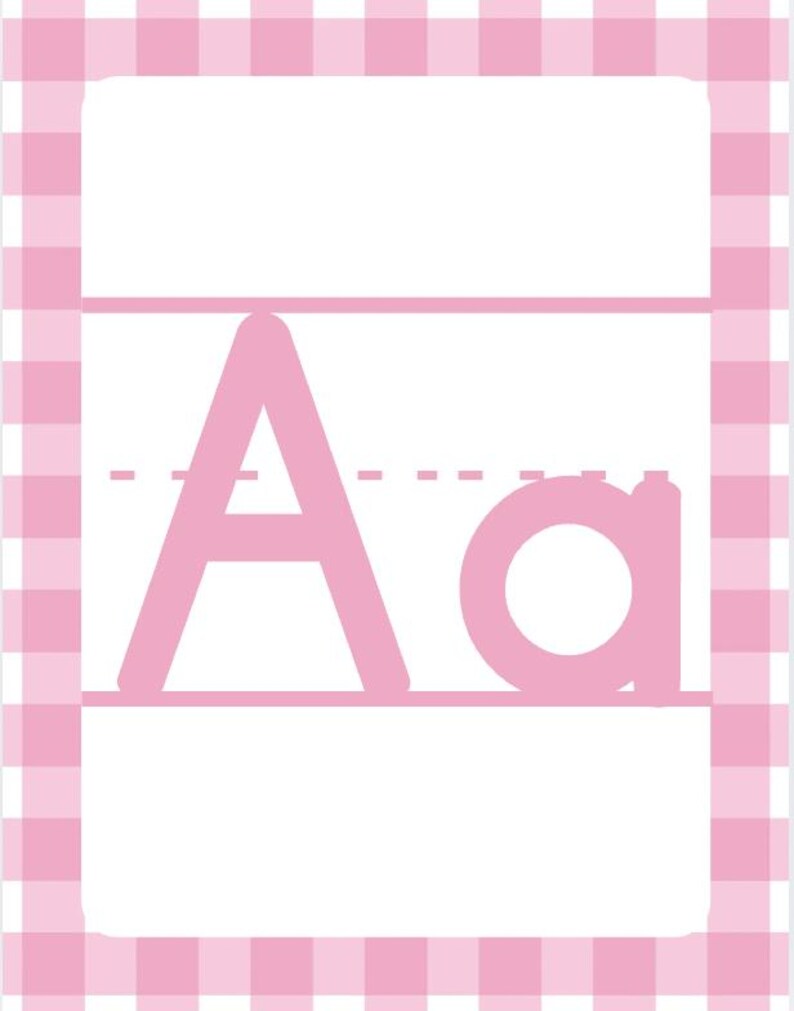 Pastel Gingham Alphabet Posters Bundle | Pink, Yellow, Blue | Lined ...