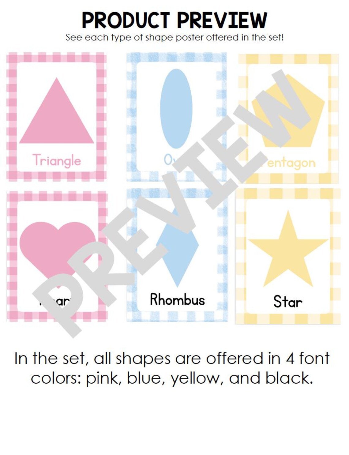 Gingham Shape Posters | Pastel Classroom Decor | 2D Shapes | Homeschool ...