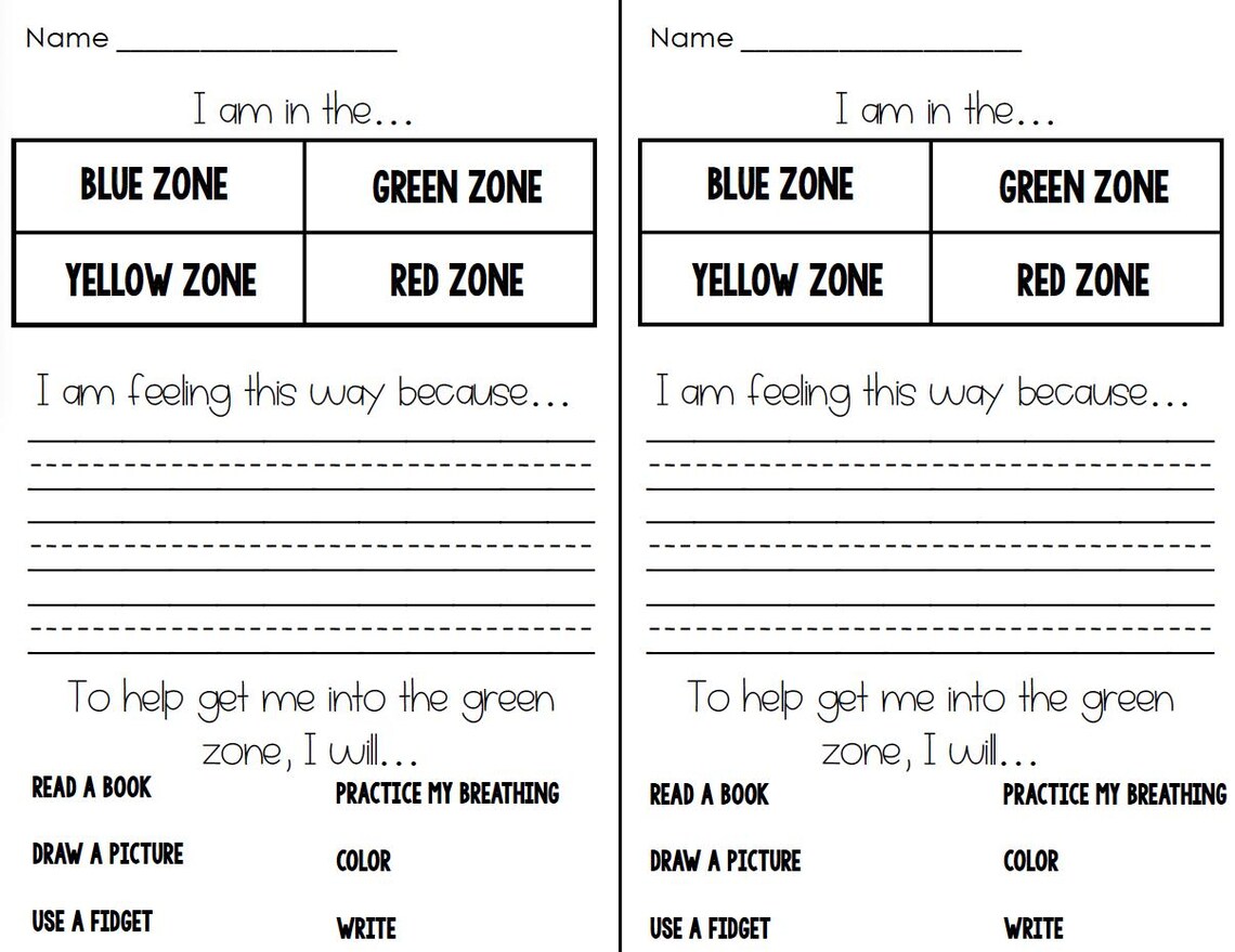 Zones of Regulation Posters and Reflection Sheets (using Inside Out) - Etsy