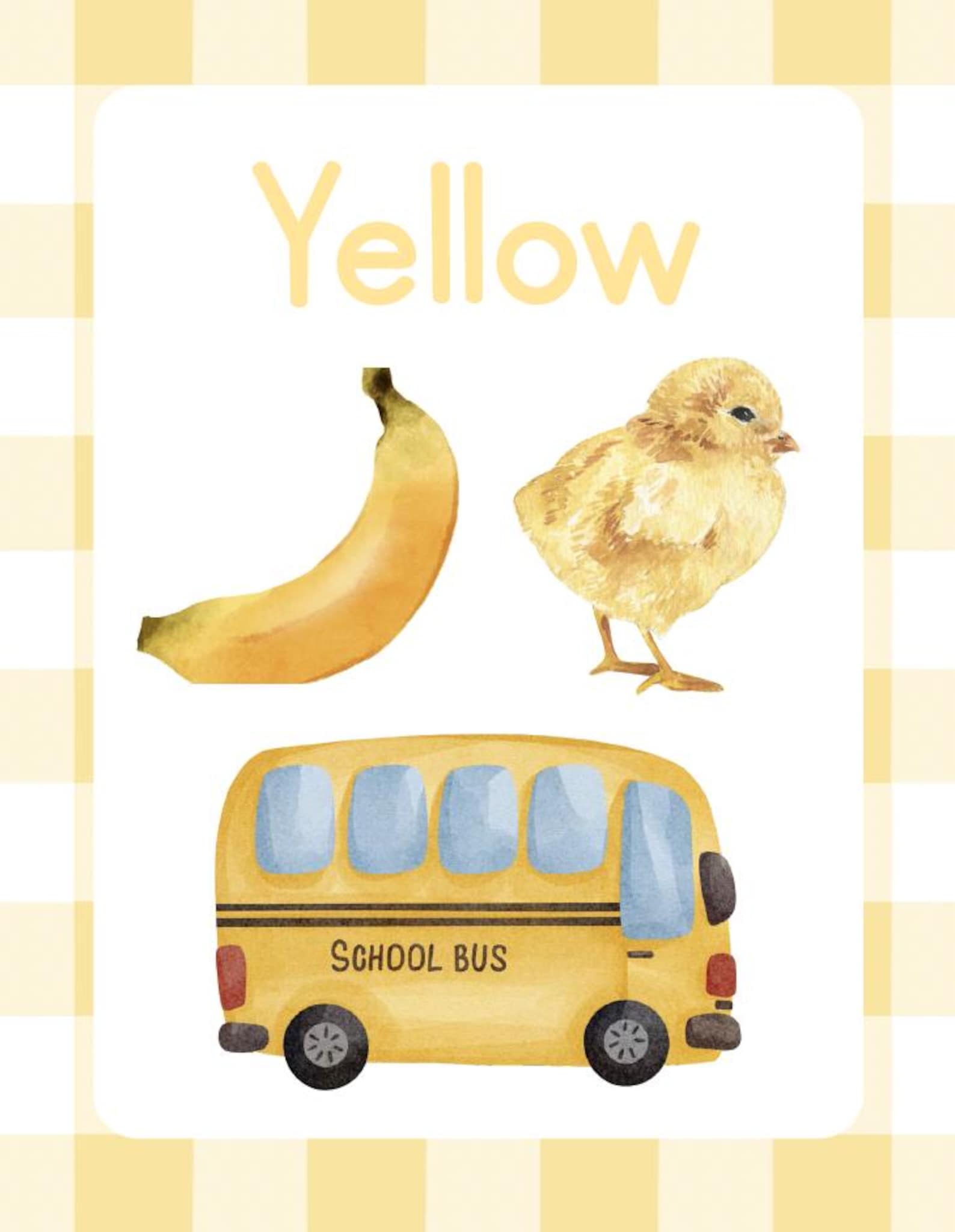 Gingham Colors Posters With Watercolor Images | 12 Colors | Classroom ...